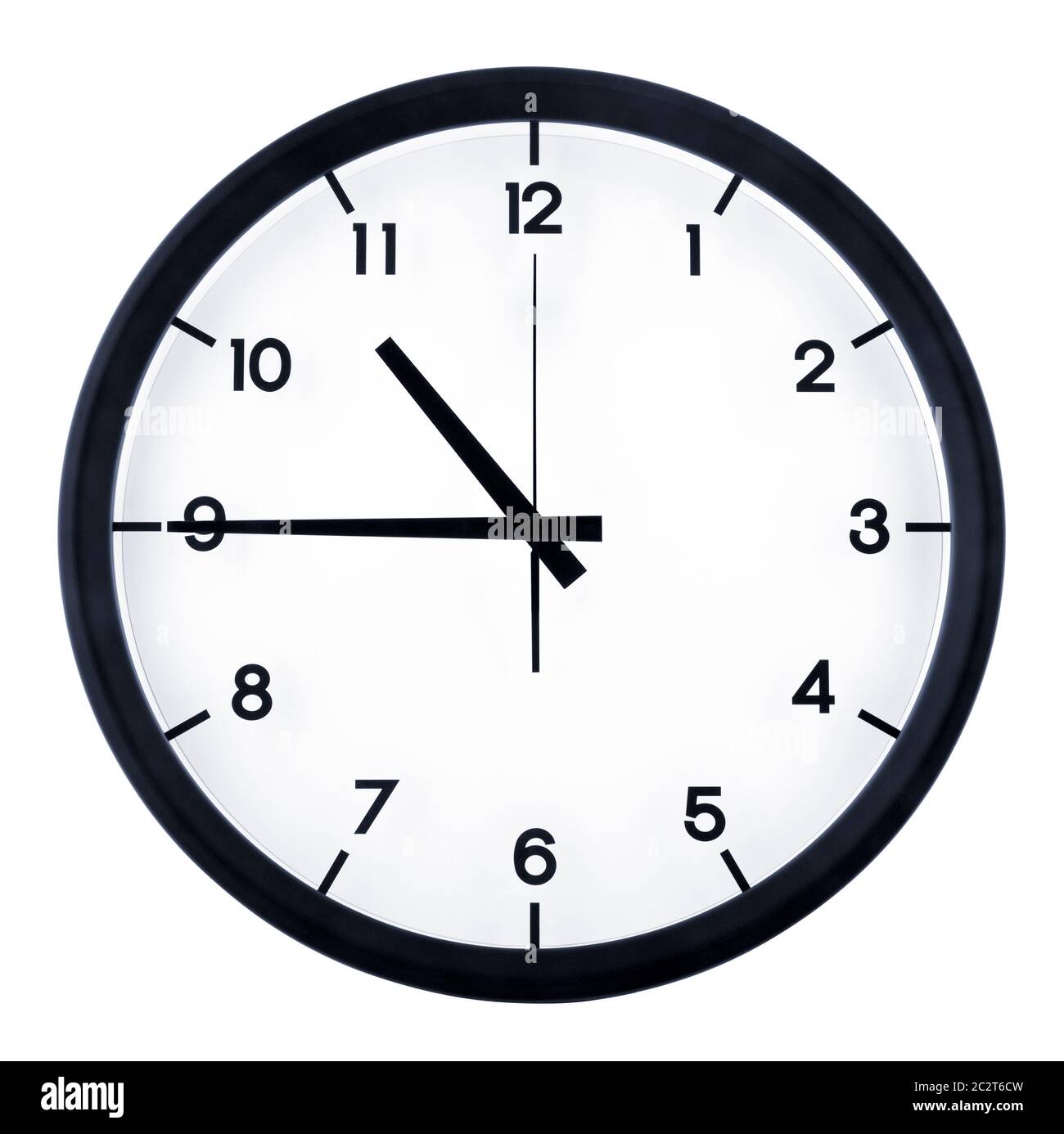 Classic analog clock pointing at ten forty five o'clock, isolated on ...