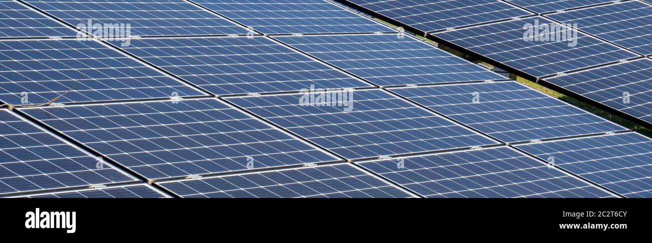 Panorama solar energy environment solar panel Stock Photo - Alamy