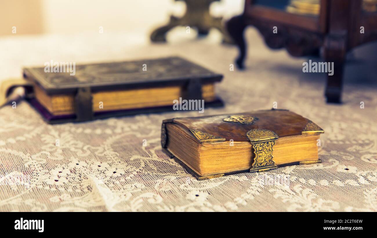 Ancient books in museum, Europe, nobody. Old european architecture and ...