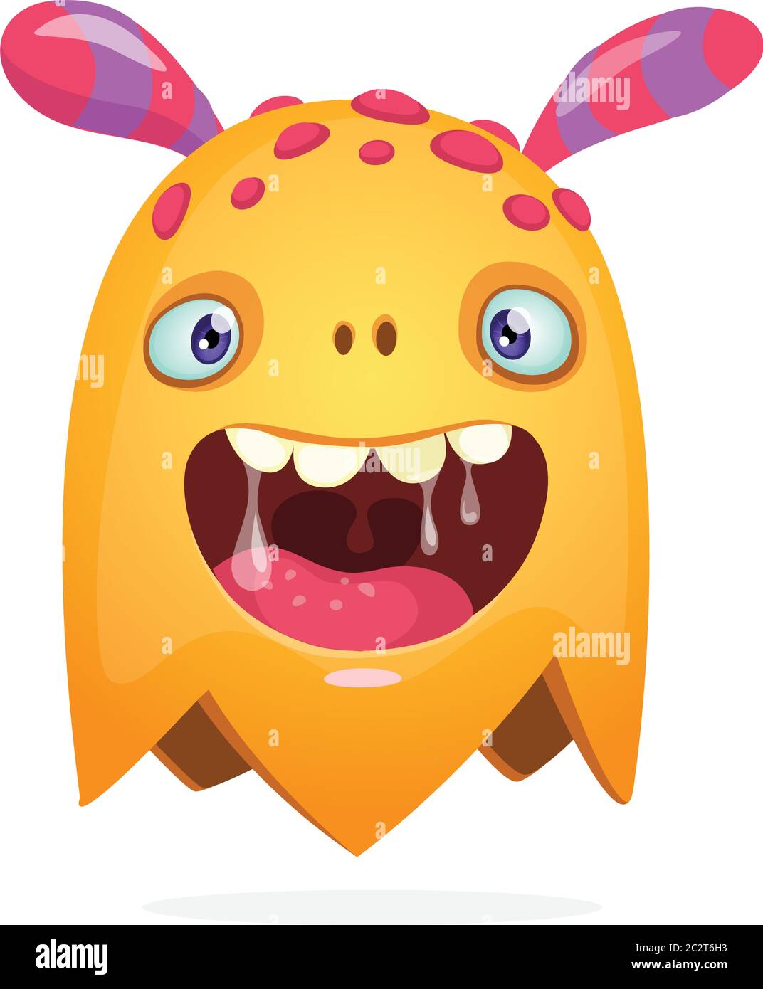 Cartoon happy monster. Halloween illustration of excited monster ...