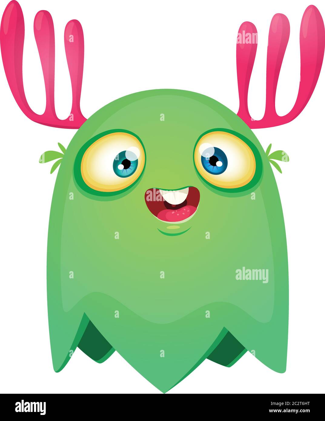 Cartoon happy monster. Halloween illustration of excited monster ...