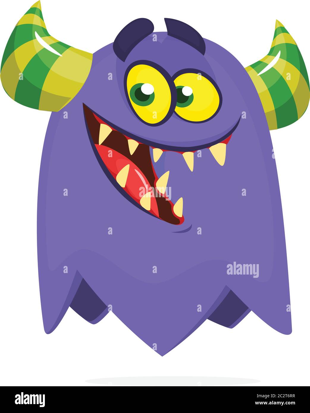 Cartoon happy monster. Halloween illustration of excited monster ...