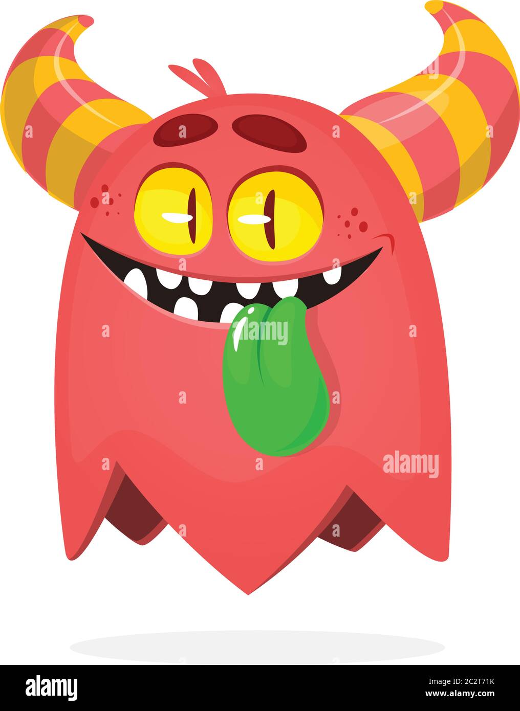 Cartoon happy monster. Halloween illustration of excited monster ...