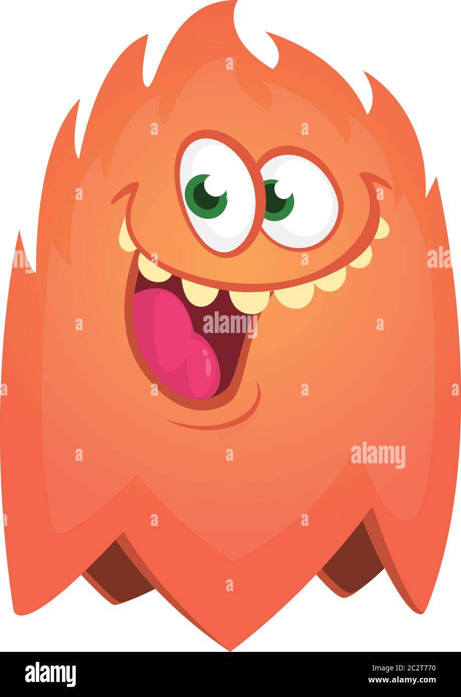 Cartoon happy monster. Halloween illustration of excited monster ...