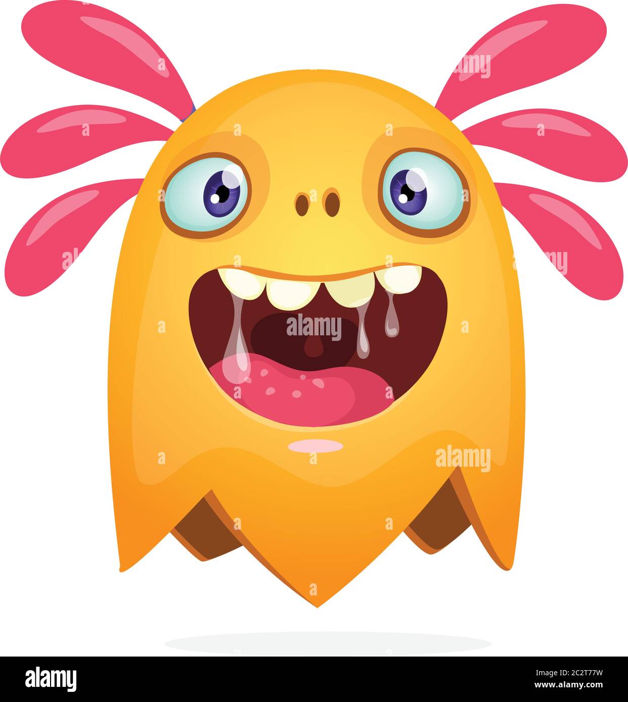 Cartoon happy monster. Halloween illustration of excited monster ...