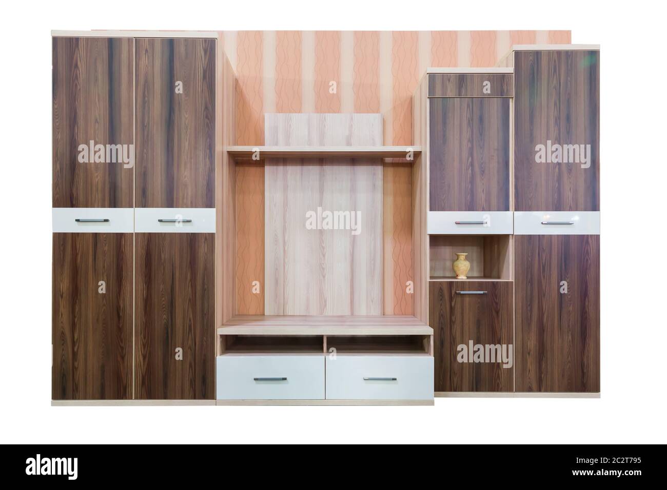 Modern empty wooden cupboard isolated Stock Photo - Alamy