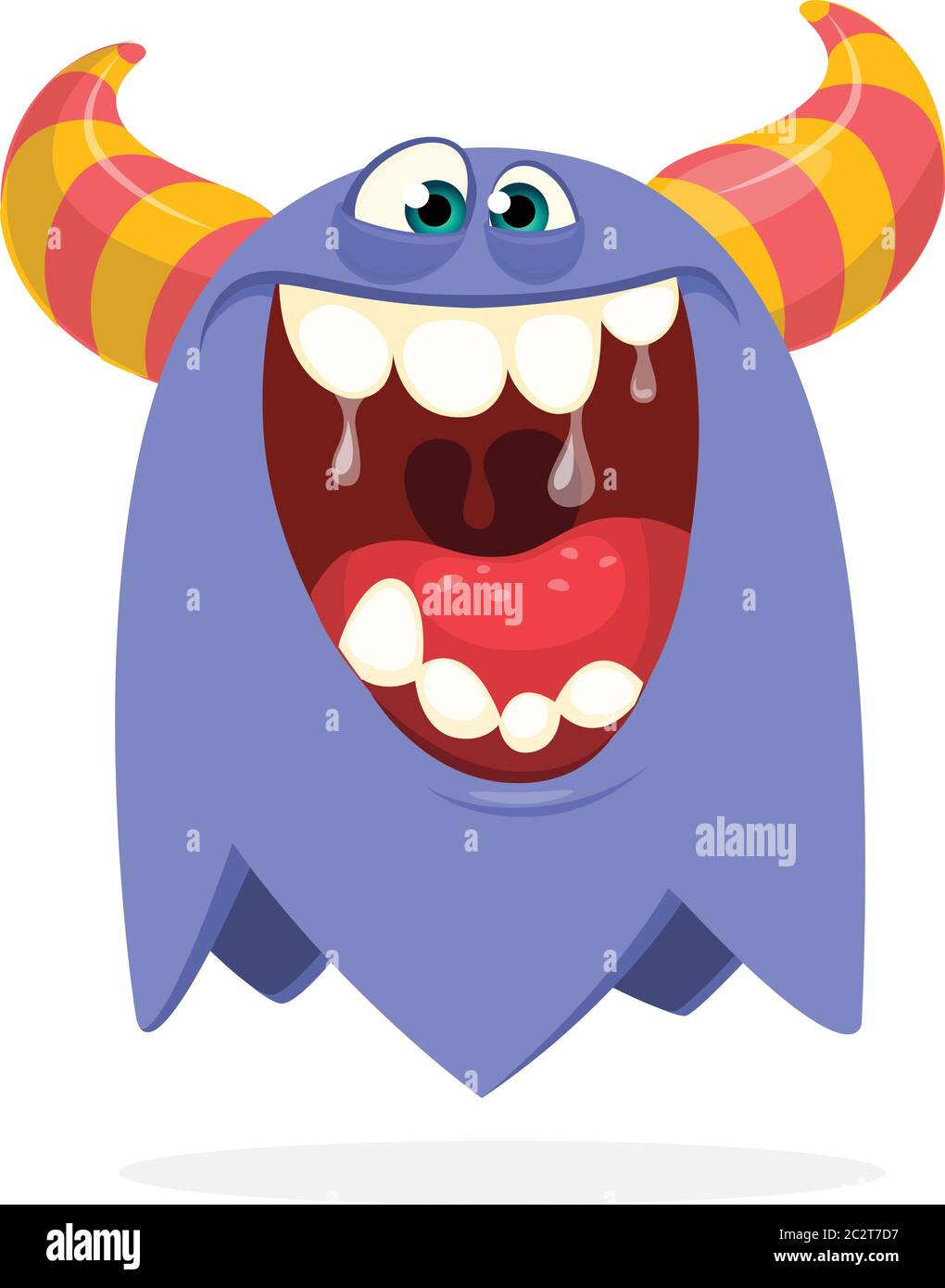 Cartoon happy monster. Halloween illustration of excited monster ...