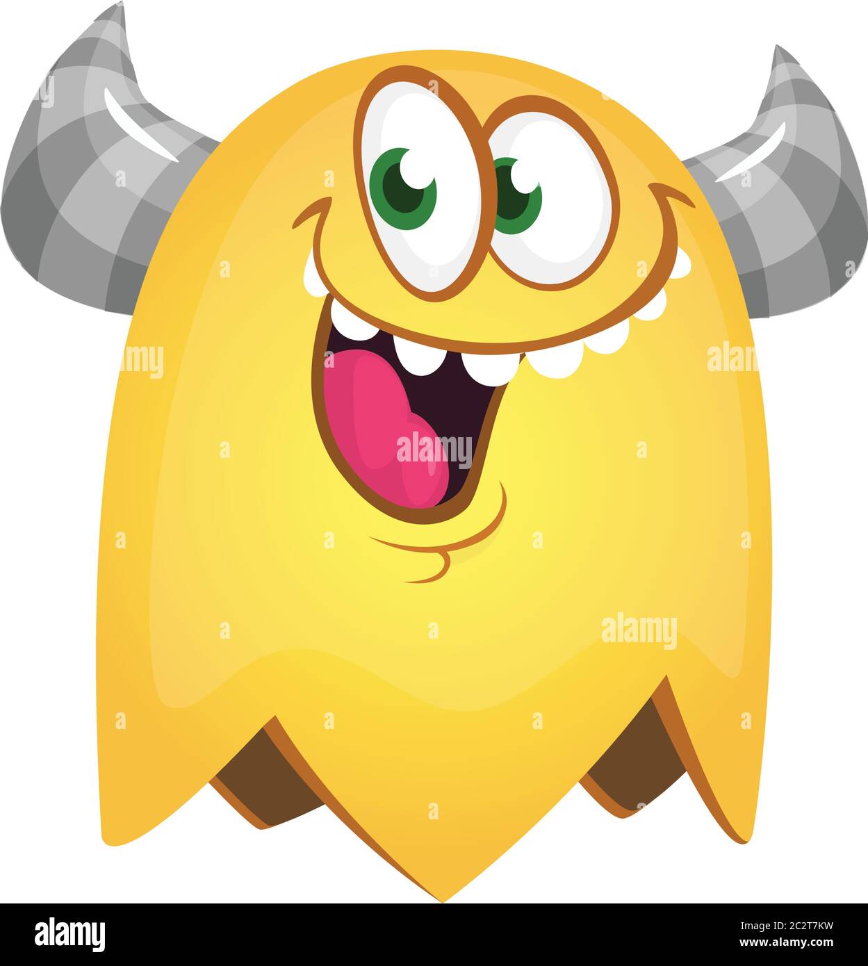 Cartoon happy monster. Halloween illustration of excited monster ...