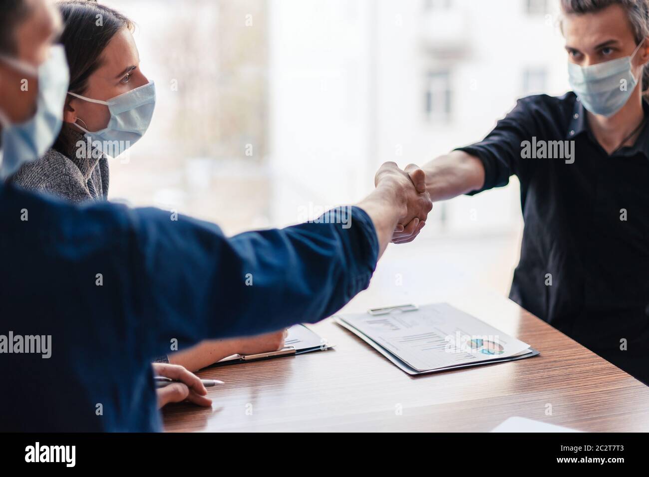 close up. financial partners are shaking hands with each other Stock ...