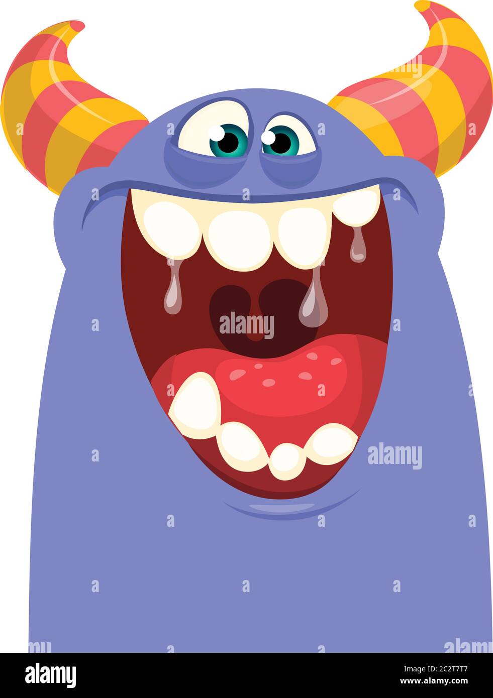Cartoon happy monster. Halloween illustration of excited monster ...