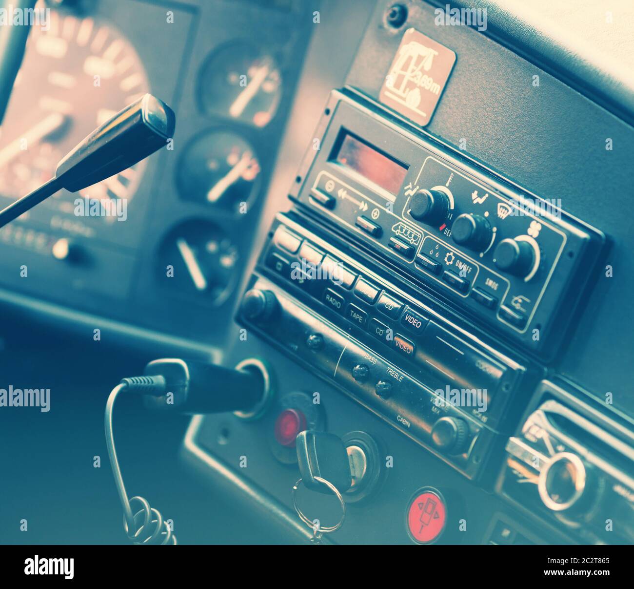 Old generic truck dashboard. Toned Stock Photo - Alamy