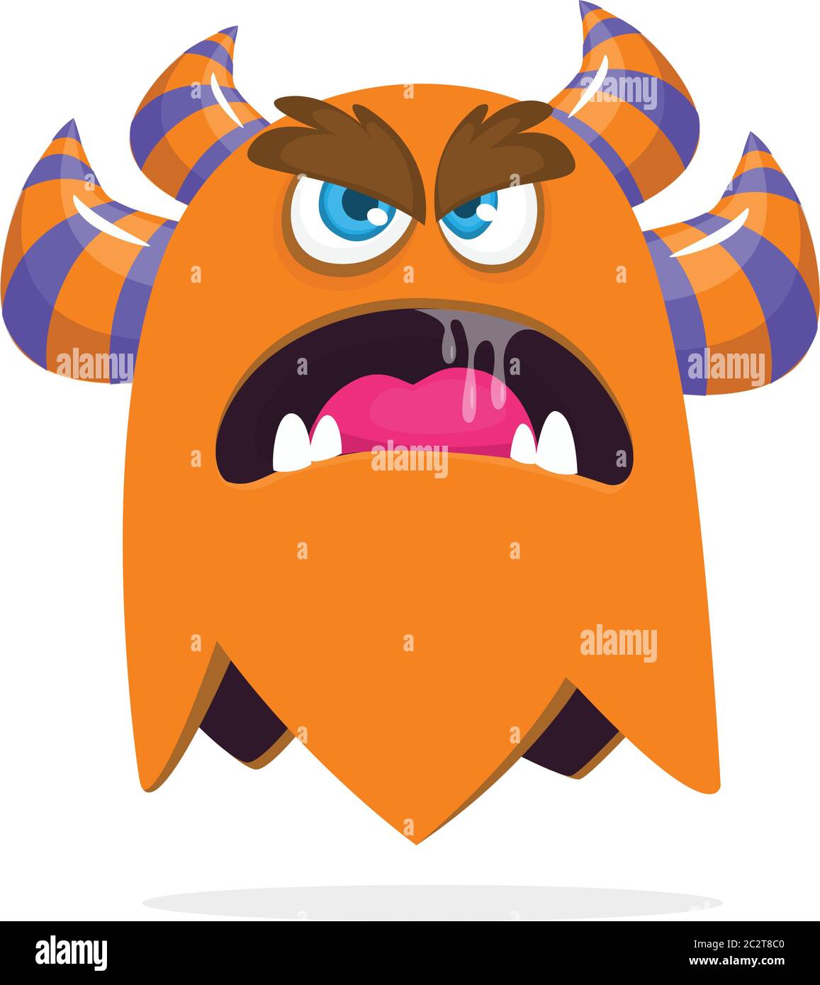 Cartoon happy monster. Halloween illustration of excited monster ...