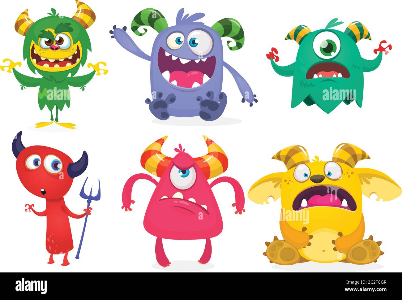 Cute cartoon Monsters. Set of cartoon monsters: ghost, goblin, cyclops ...