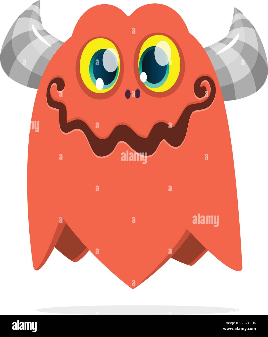 Cartoon happy monster. Halloween illustration of excited monster ...