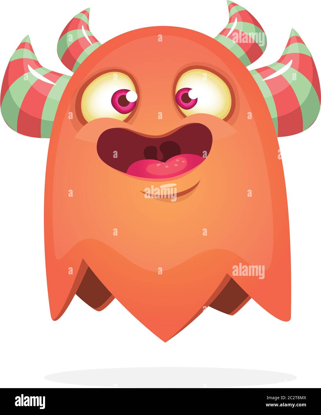 Cartoon happy monster. Halloween illustration of excited monster ...