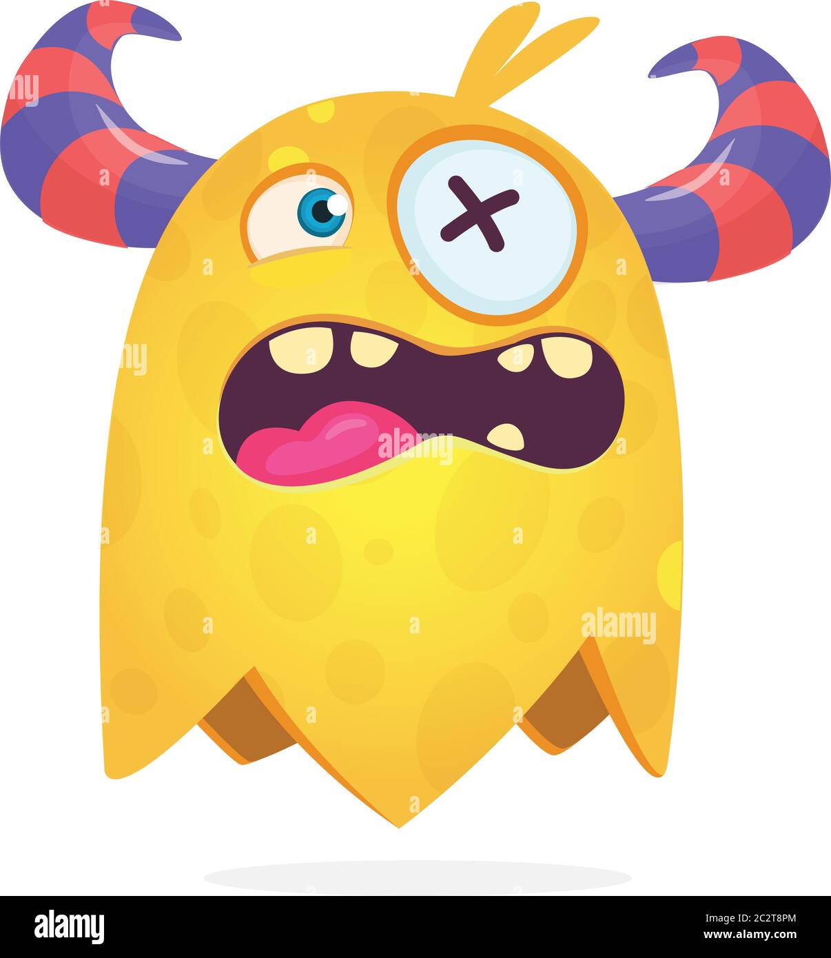 Cartoon angry monster. Halloween illustration of scary monster Stock ...