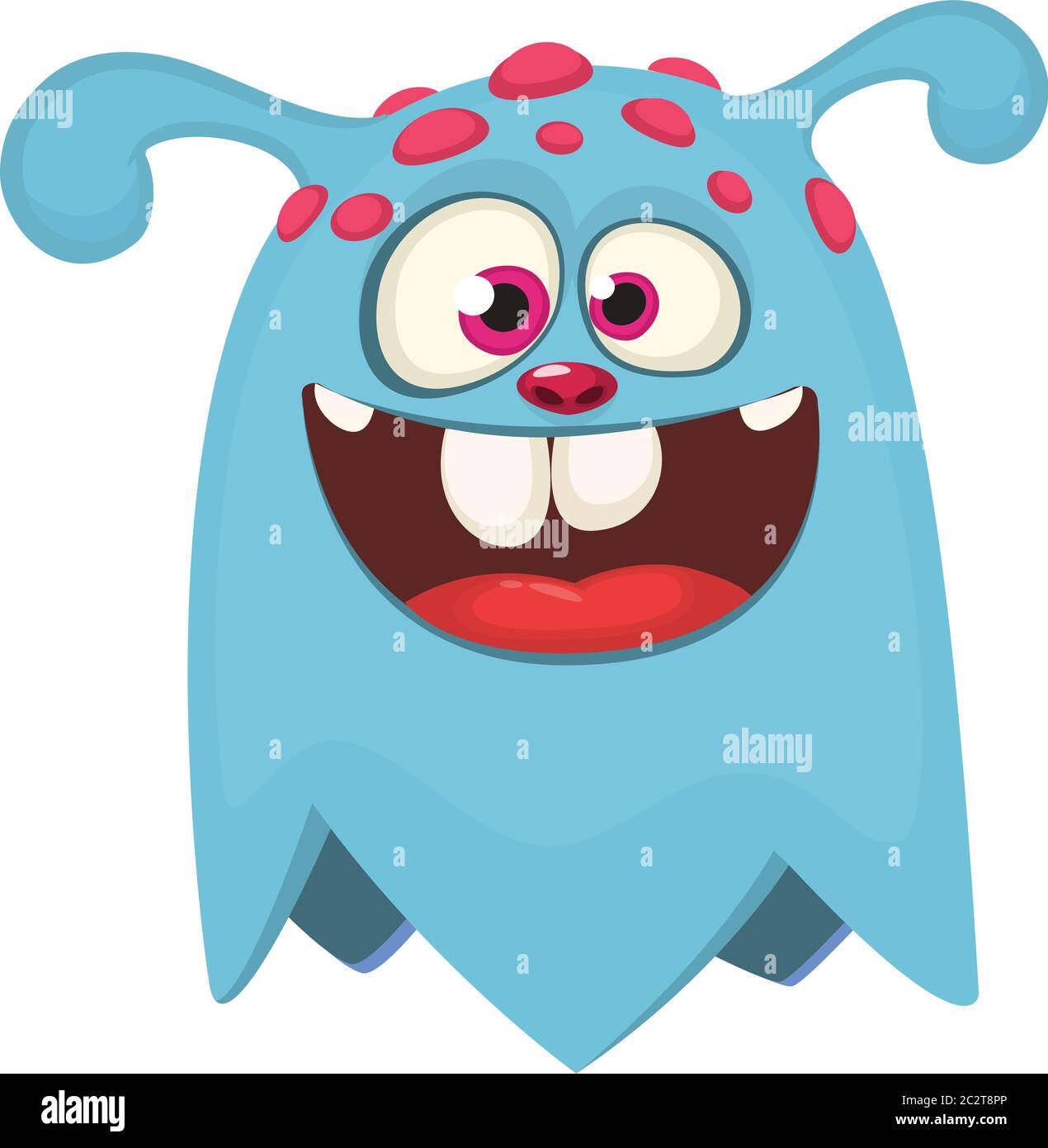 Cartoon happy monster. Halloween illustration of excited monster ...