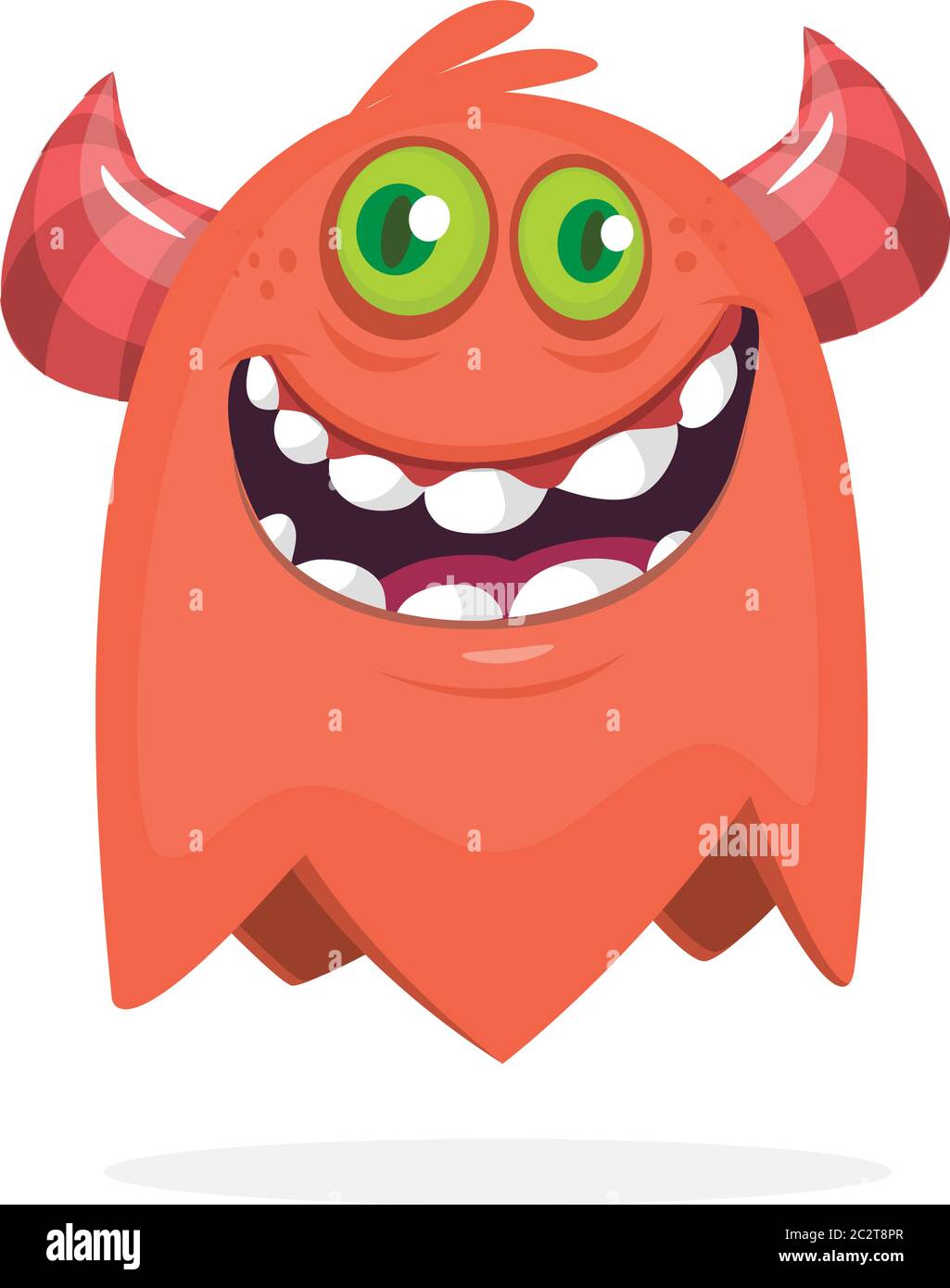 Cartoon happy monster. Halloween illustration of excited monster ...