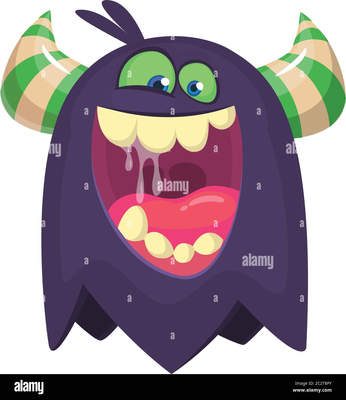 Cartoon happy monster. Halloween illustration of excited monster ...
