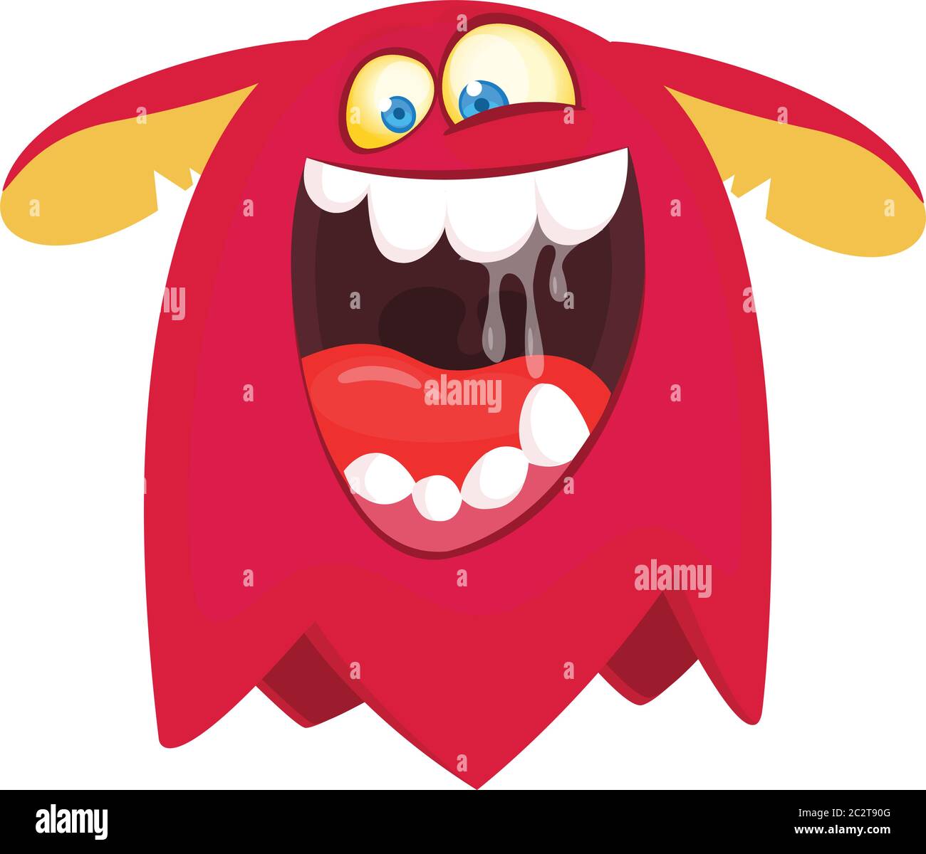 Cartoon happy monster. Halloween illustration of excited monster ...
