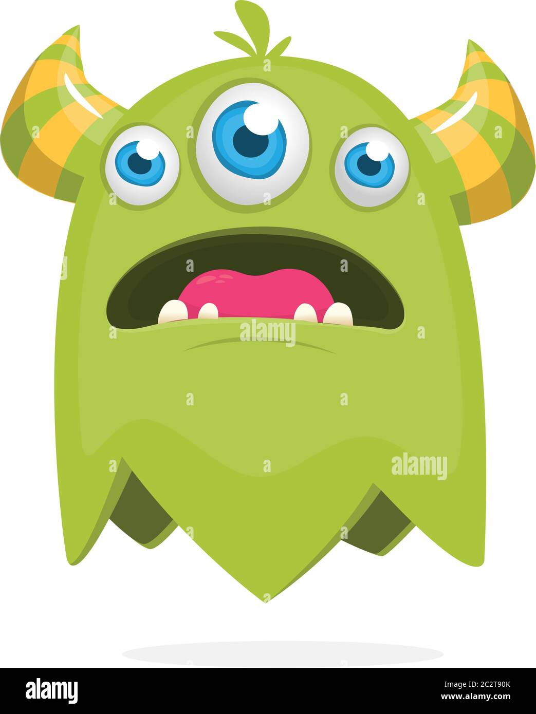 Cartoon happy monster with three eyes. Halloween illustration of ...