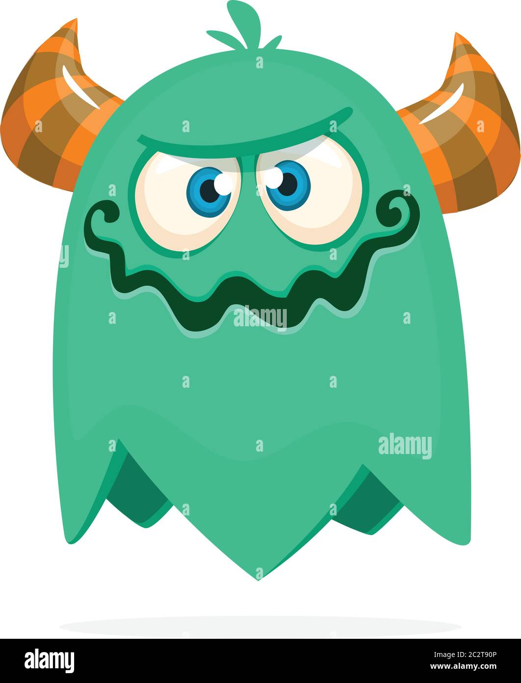 Cartoon happy monster. Halloween illustration of excited monster ...