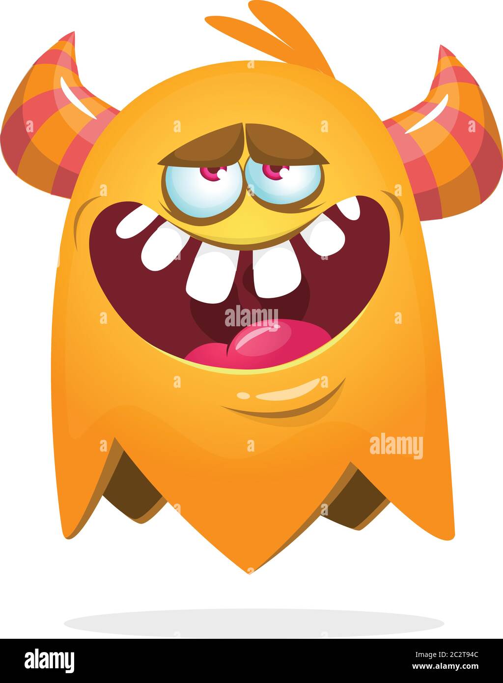 Cartoon happy monster. Halloween illustration of excited monster ...