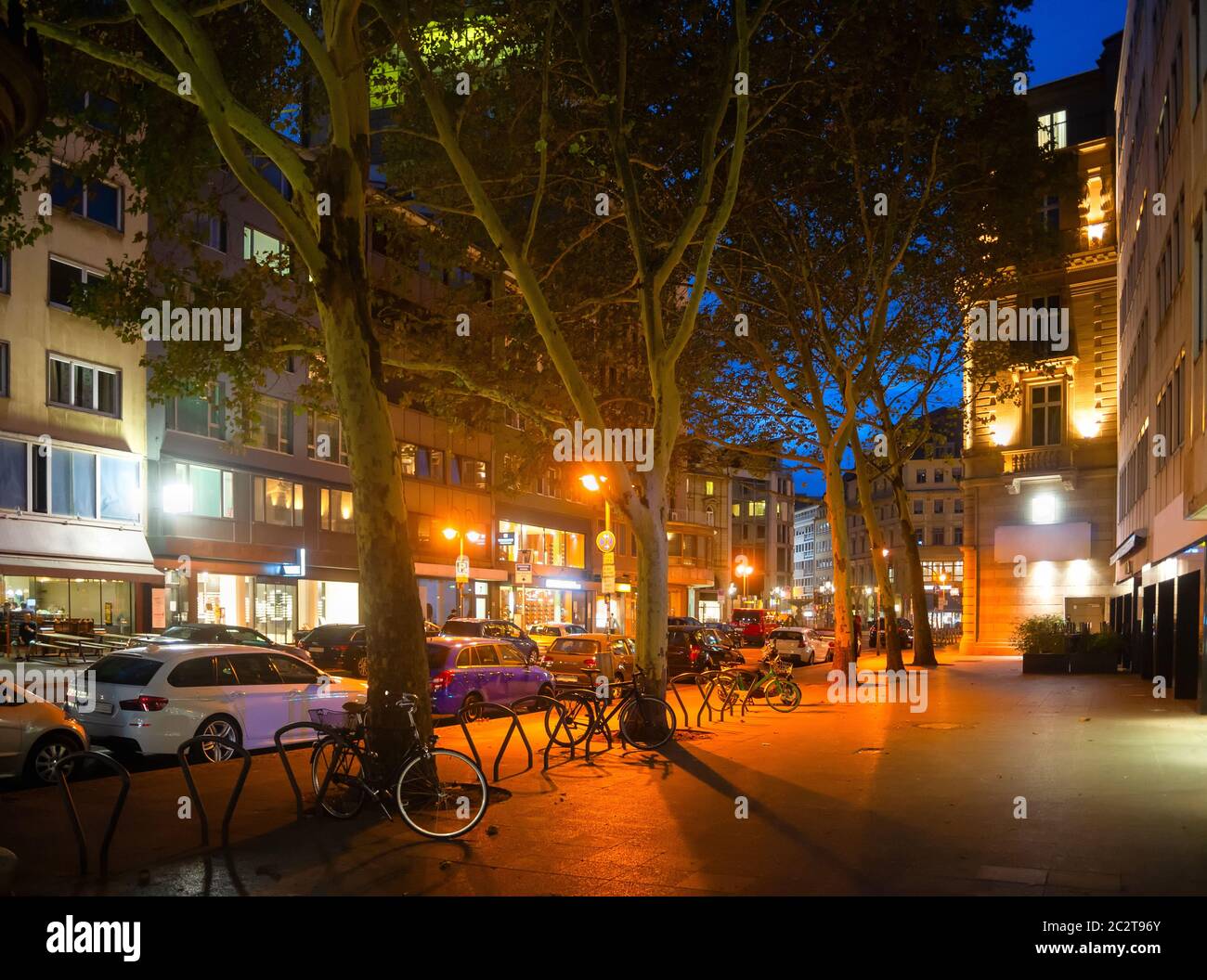Night street Frankfurt downtown, Germany Stock Photo - Alamy