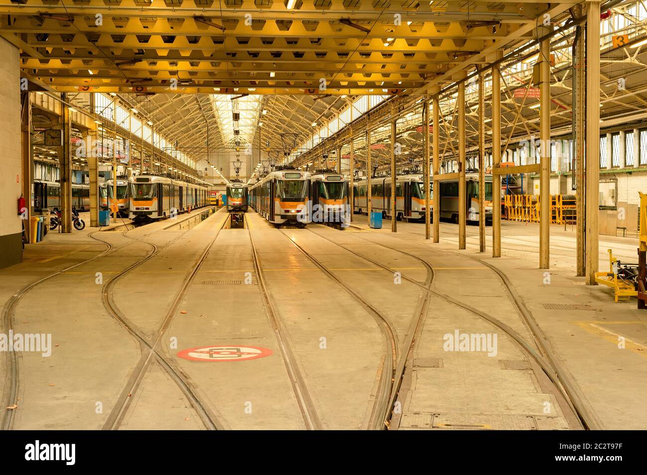 Trams depot, public transport infrastructure Stock Photo - Alamy