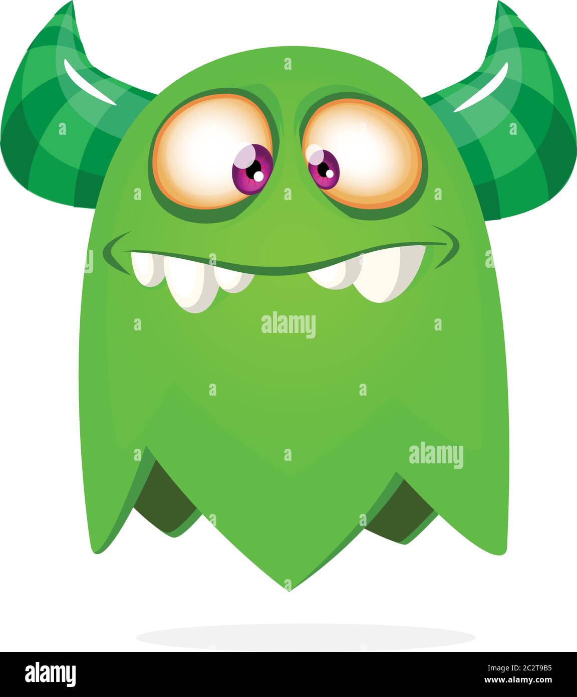Cartoon happy monster. Halloween illustration of excited monster ...