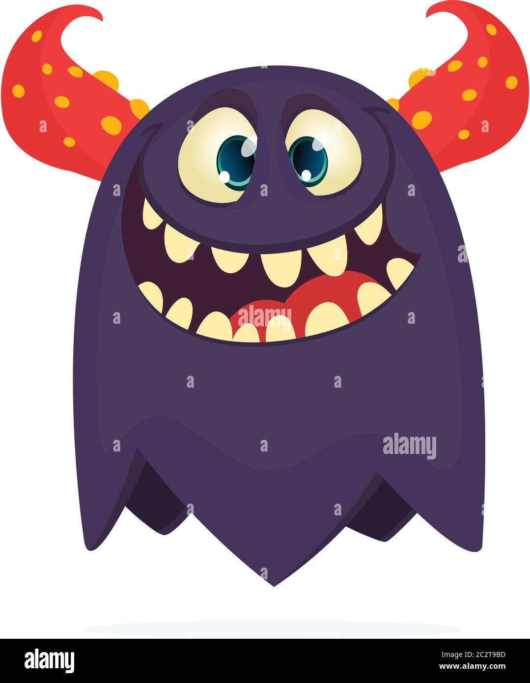 Cartoon happy monster. Halloween illustration of excited monster ...