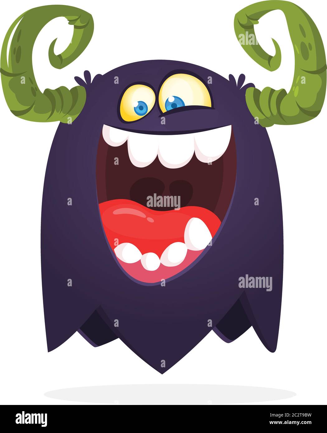 Cartoon happy monster. Halloween illustration of excited monster ...