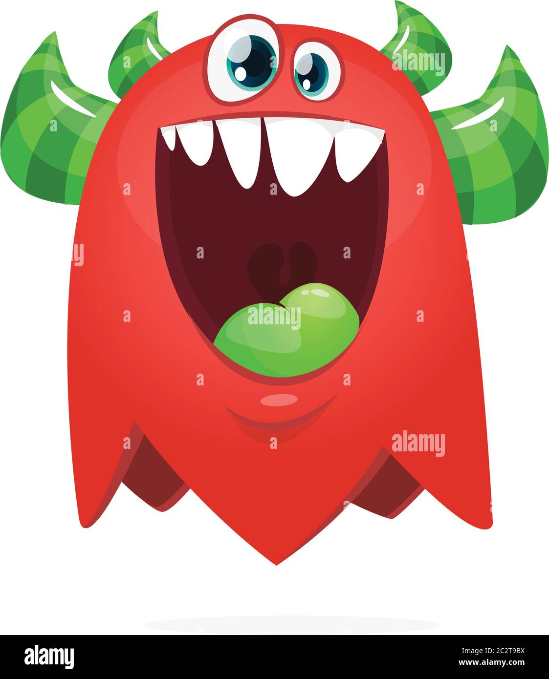 Cartoon happy monster. Halloween illustration of excited monster ...