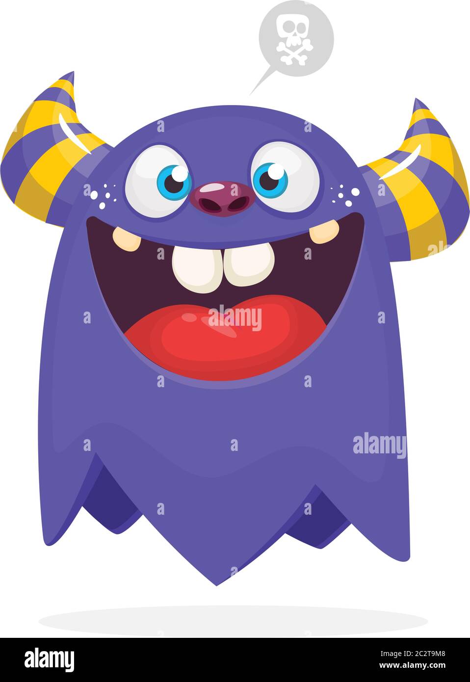 Cartoon happy monster. Halloween illustration of excited monster ...