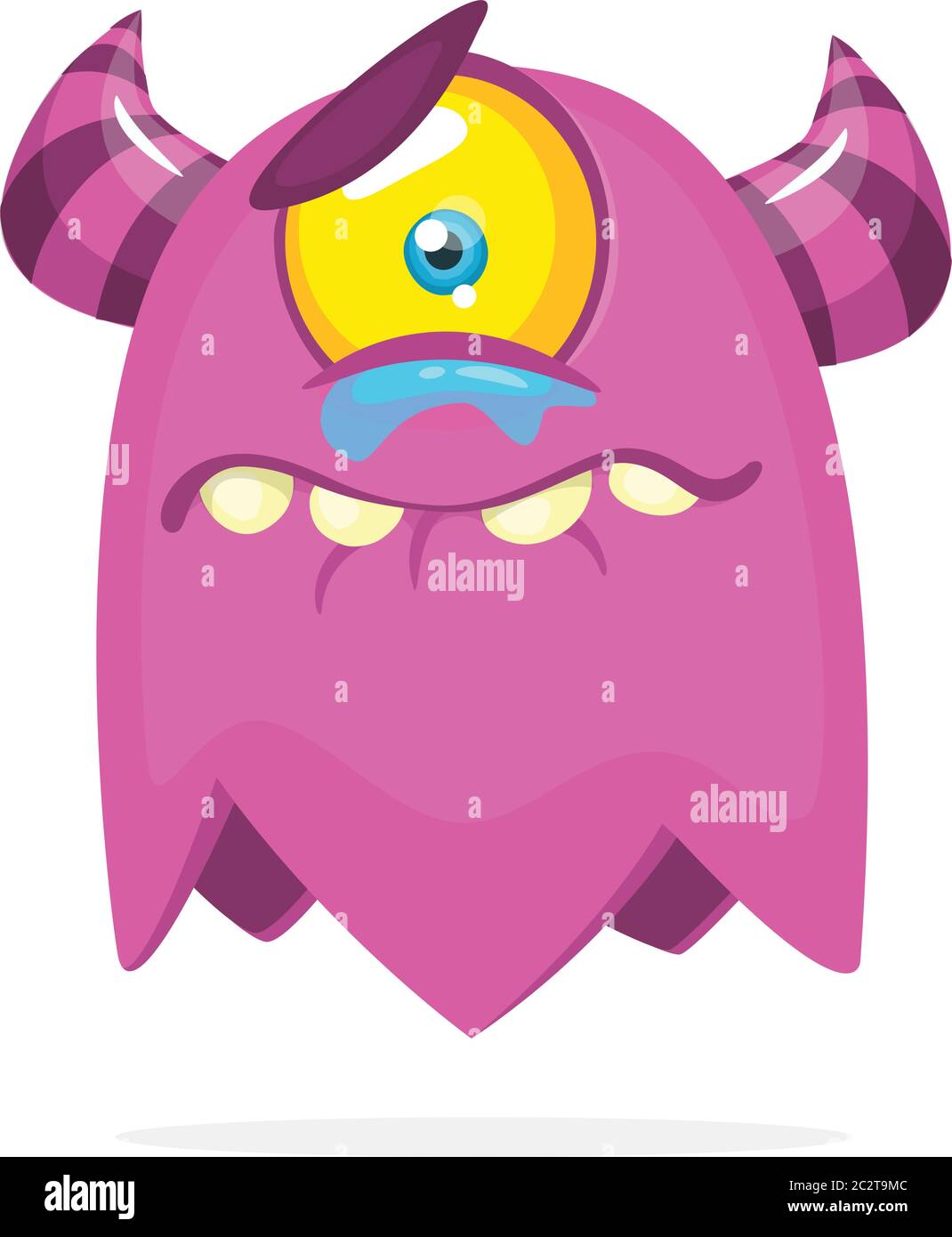 Cartoon happy monster. Halloween illustration of excited monster ...