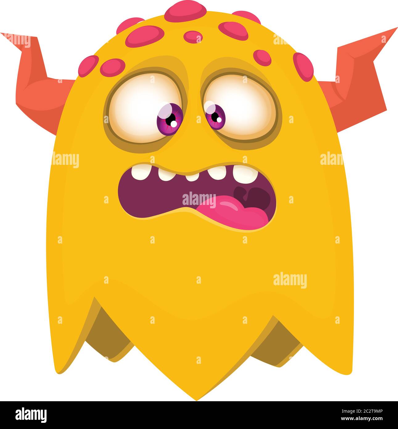 Cartoon angry monster. Halloween illustration of scary little monster ...