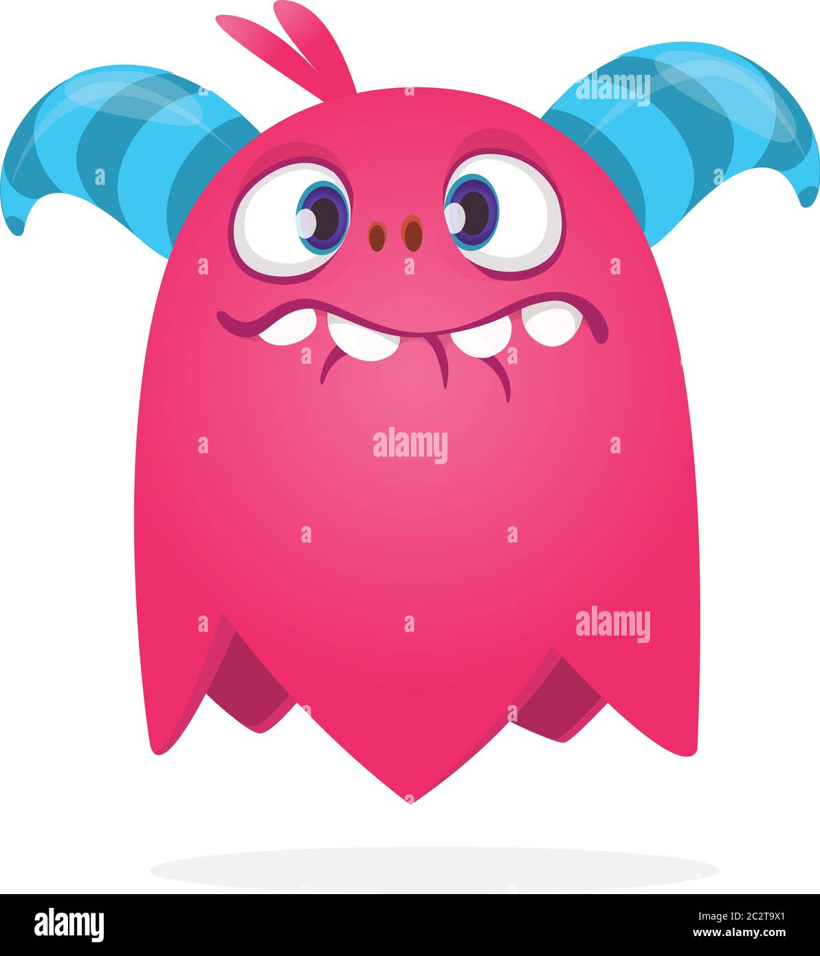Cartoon happy monster. Halloween illustration of excited monster ...