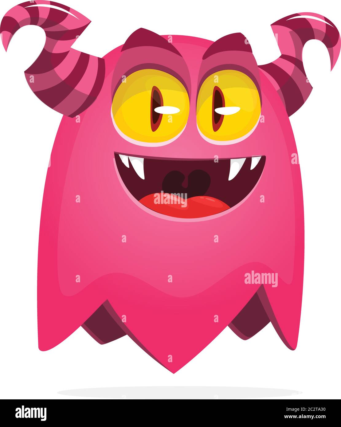 Cartoon happy monster. Halloween illustration of excited monster ...