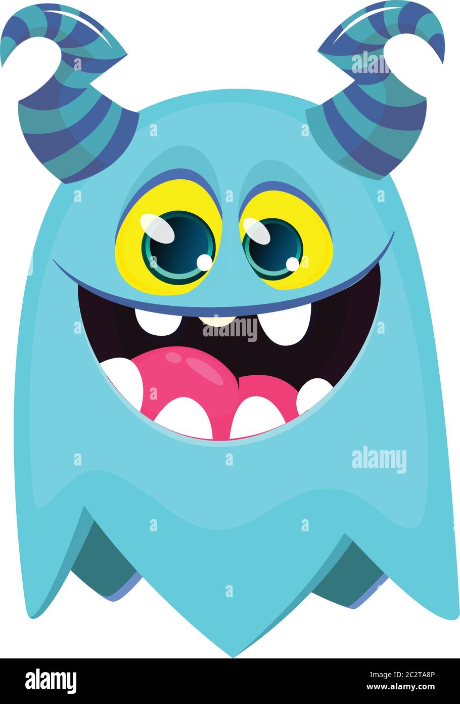 Cartoon happy monster. Halloween illustration of excited monster ...