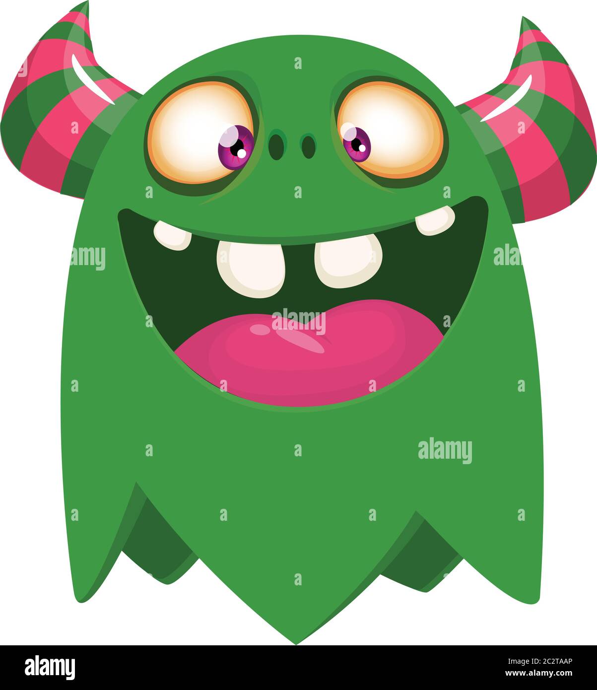 Cartoon happy monster. Halloween illustration of excited monster ...