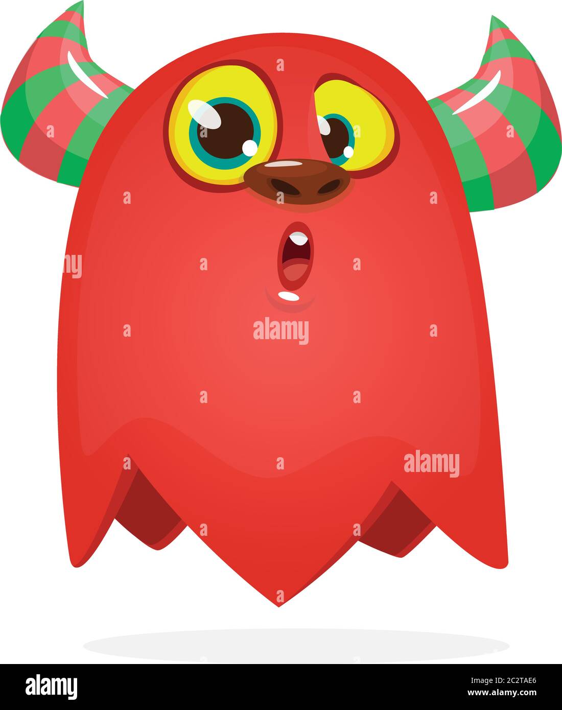 Cartoon happy monster. Halloween illustration of excited monster ...