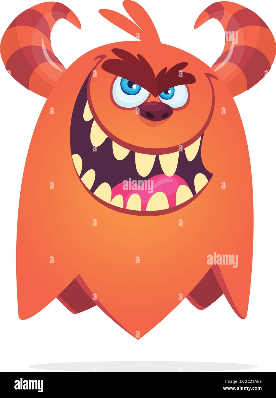 Cartoon angry monster. Halloween illustration of scary monster Stock ...