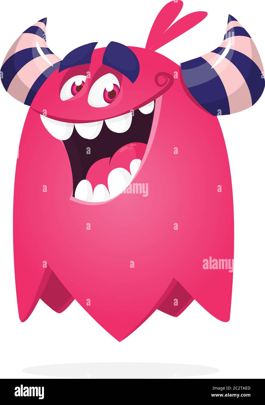 Cartoon happy monster. Halloween illustration of excited monster ...