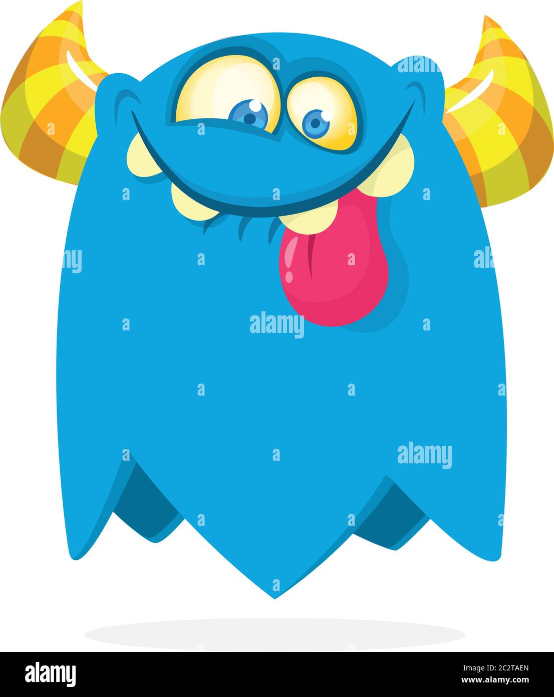 Cartoon happy monster. Halloween illustration of excited monster ...