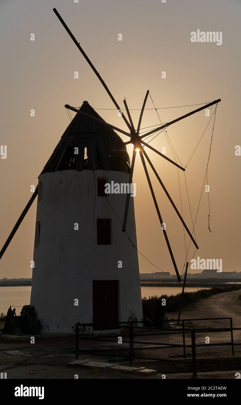 old windmill to grind salt, in the coastal town of Lo Pagan, Murcia ...