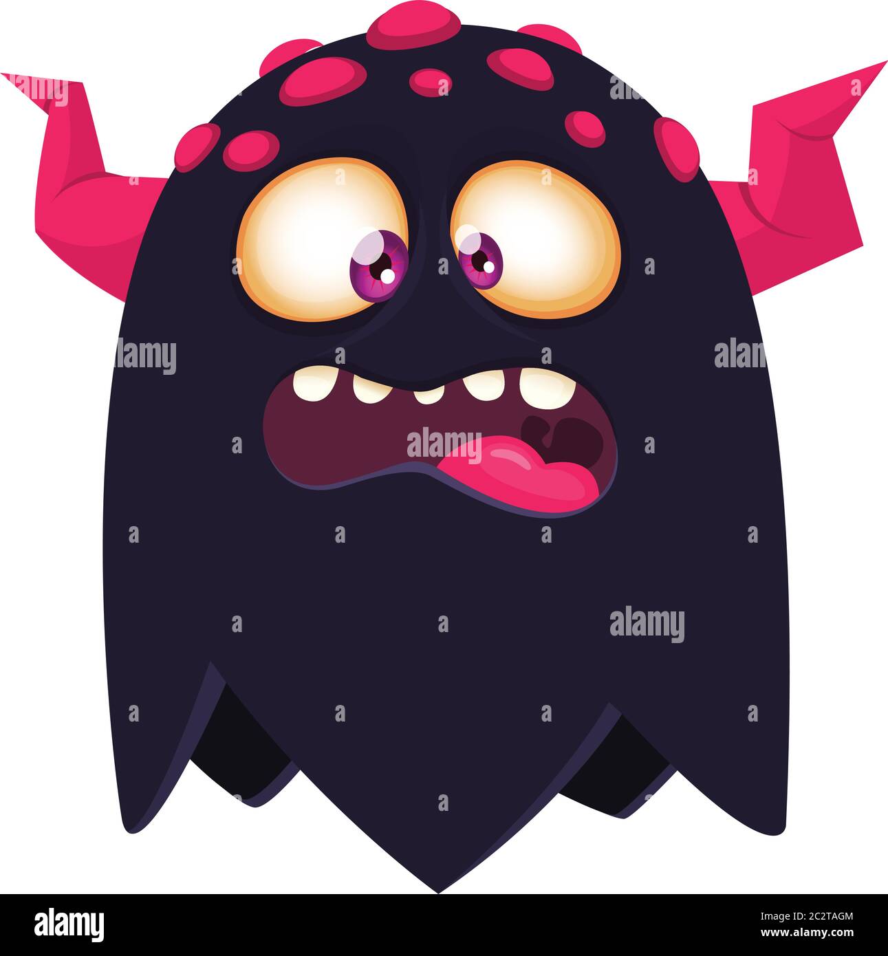Cartoon angry monster. Halloween illustration of scary little monster ...