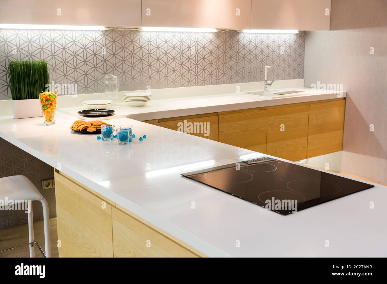 Refined interior of a modern kitchen closeup Stock Photo - Alamy