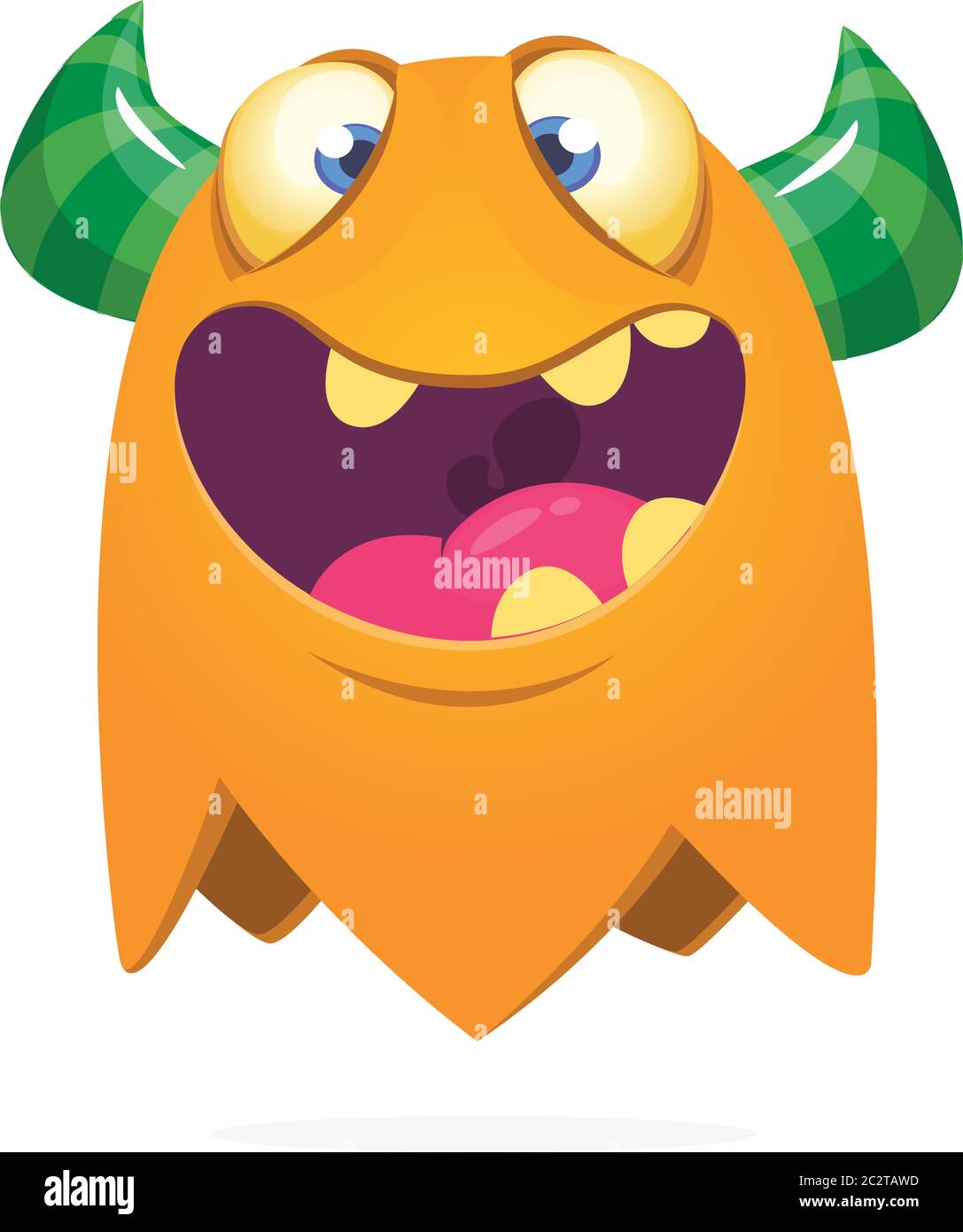 Cartoon happy monster. Halloween illustration of excited monster ...