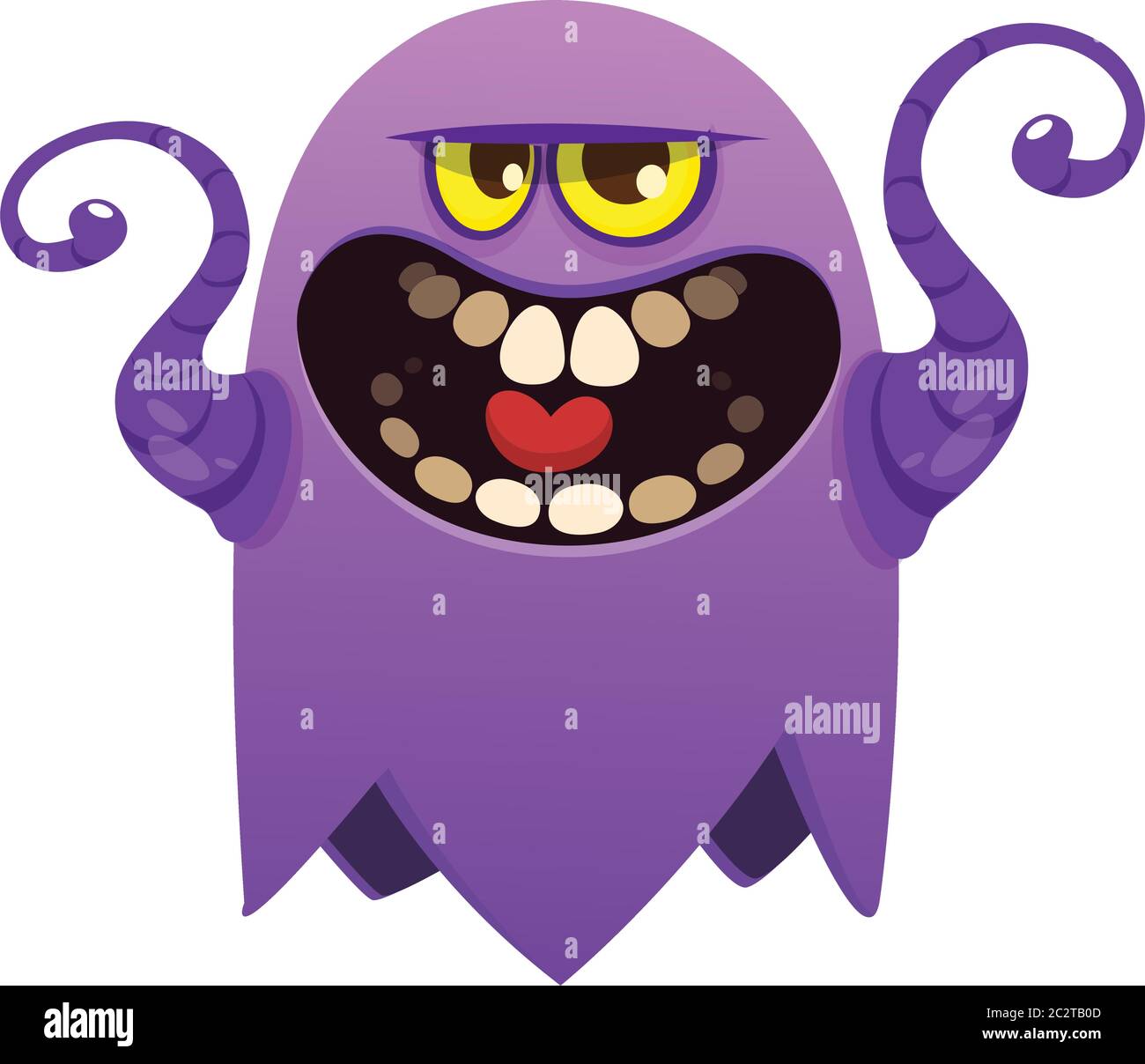 Cartoon angry monster. Halloween illustration of scary little monster ...