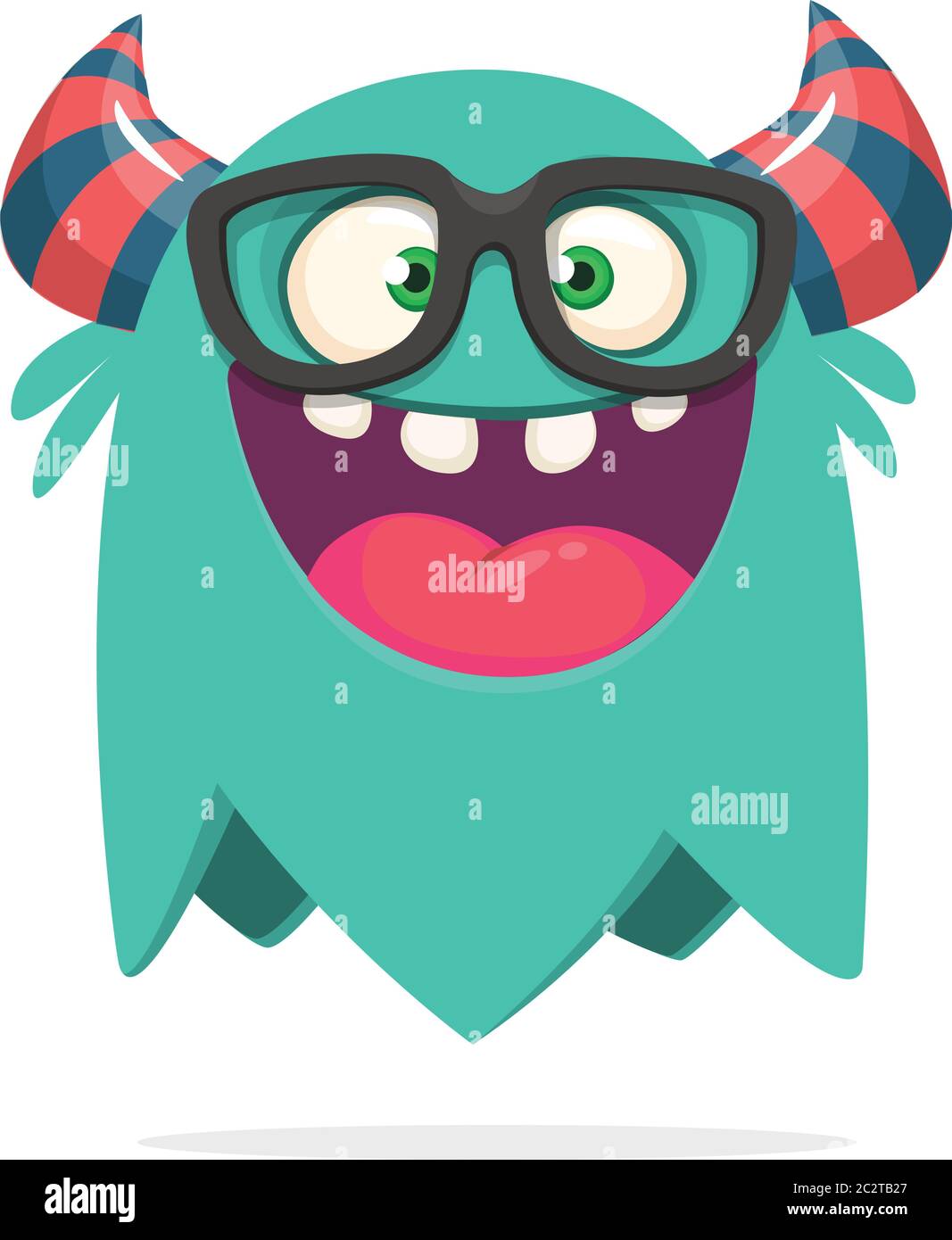 Cartoon happy monster. Halloween illustration of excited monster ...